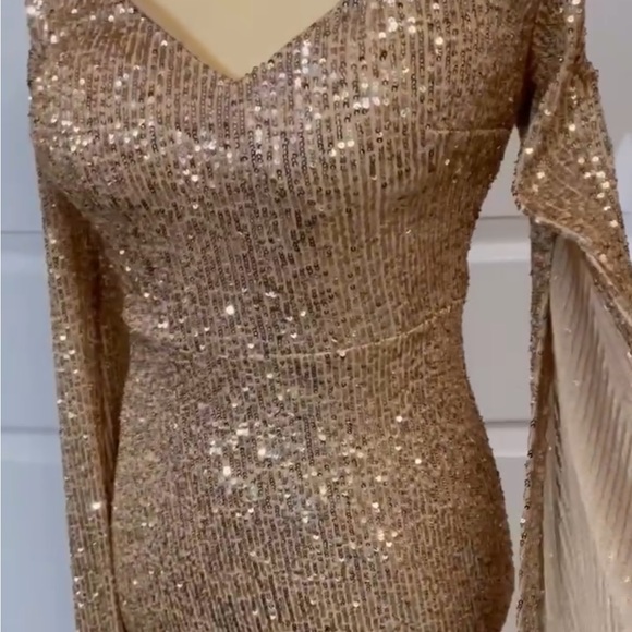 Dresses | Gold Sequence Evening Gown | Poshmark